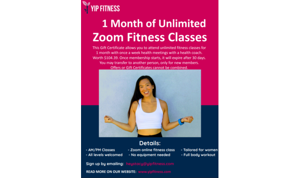 One month ZOOM fitness classes