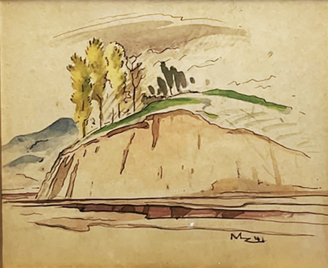 Milford Zornes - Early Watercolor "Santa Maria River" 1941