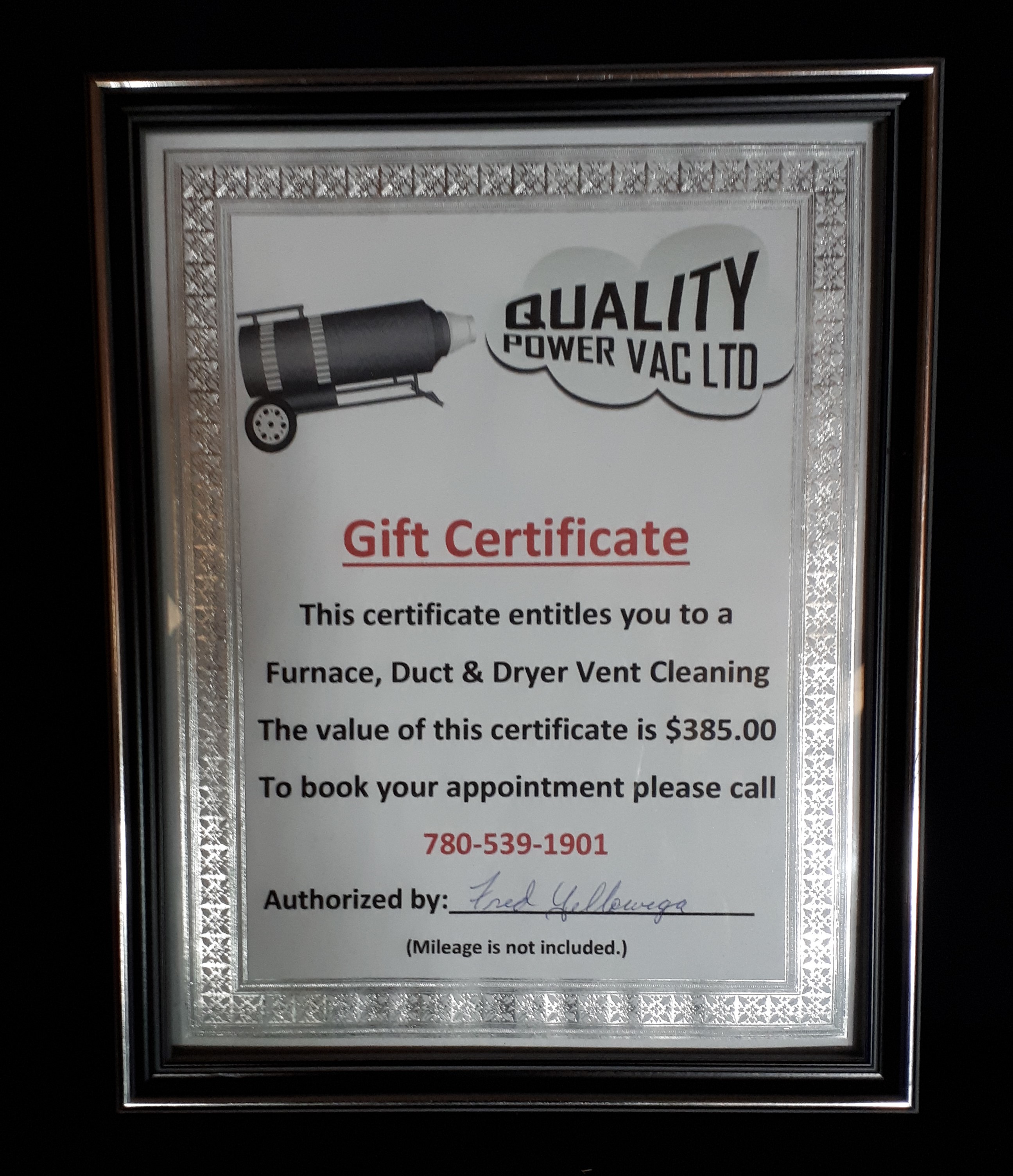 Quality Power Vac Gift Certificate