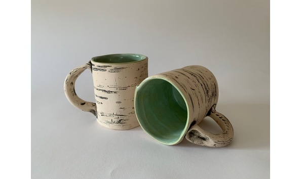 A Pair of Ceramic Birch Mugs by Brian Cronk