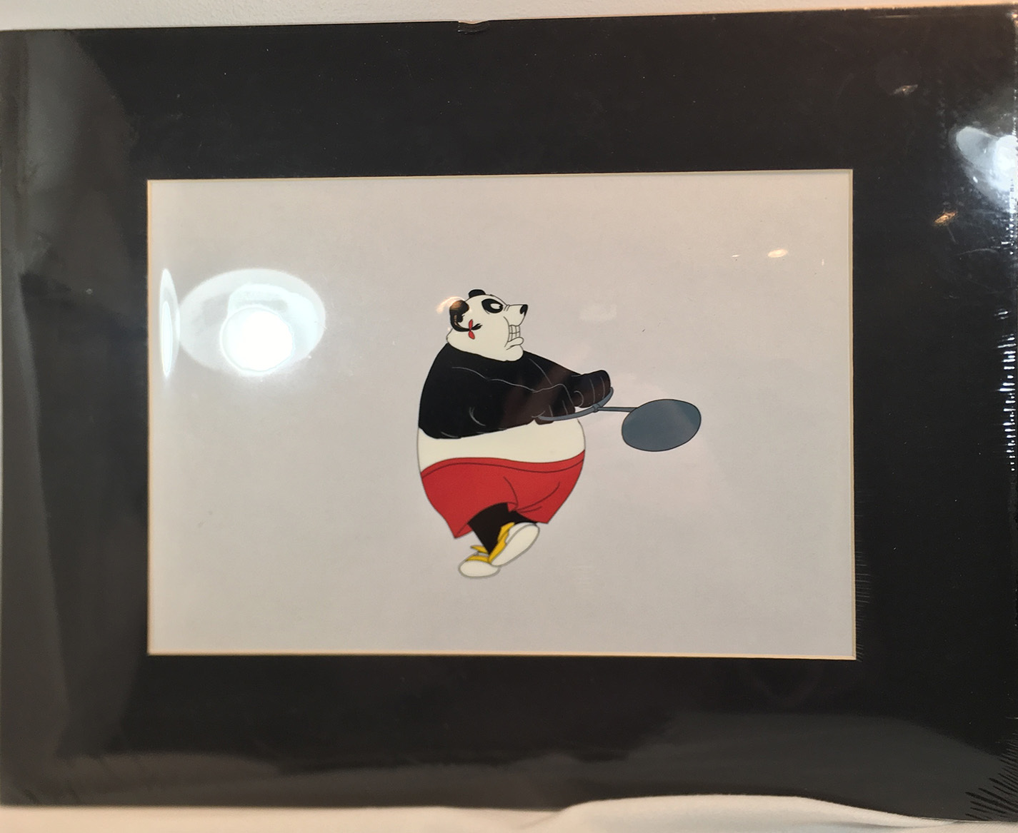 Art: Animalympics Panda Throwing Discus Original Animation Cel
