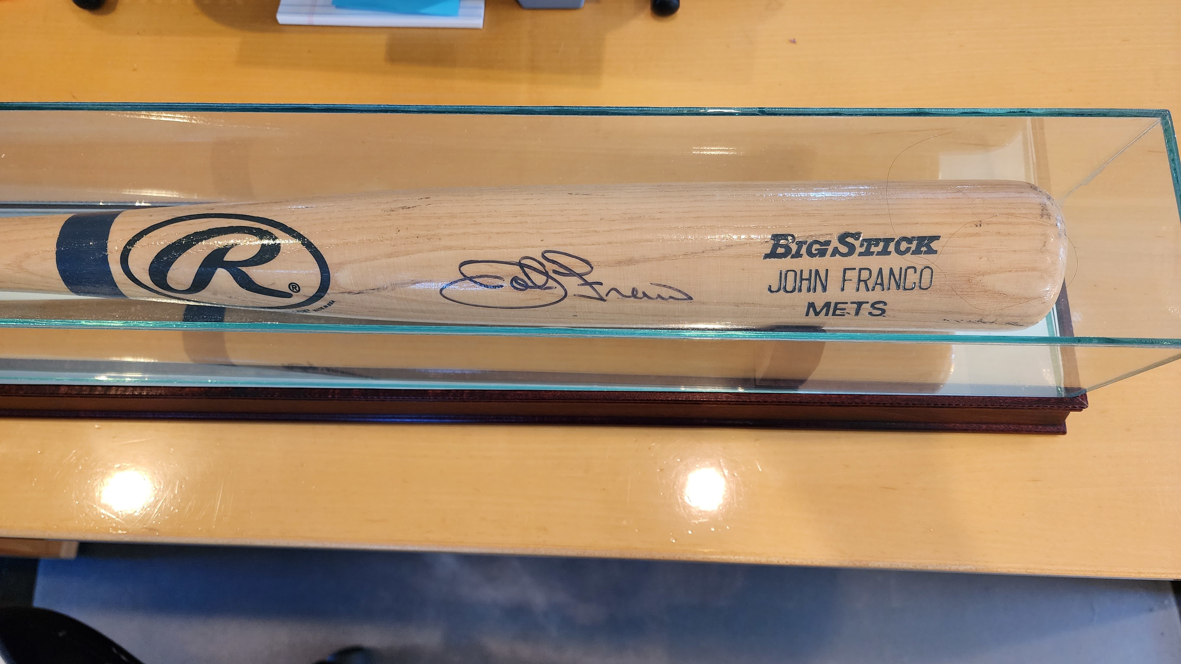 NY METS PLAYER, JOHN FRANCO AUTOGRAPHED BASEBALL BAT