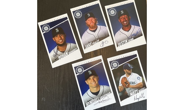 5 Autographed Photo Cards of former Mariners Players Pack #1