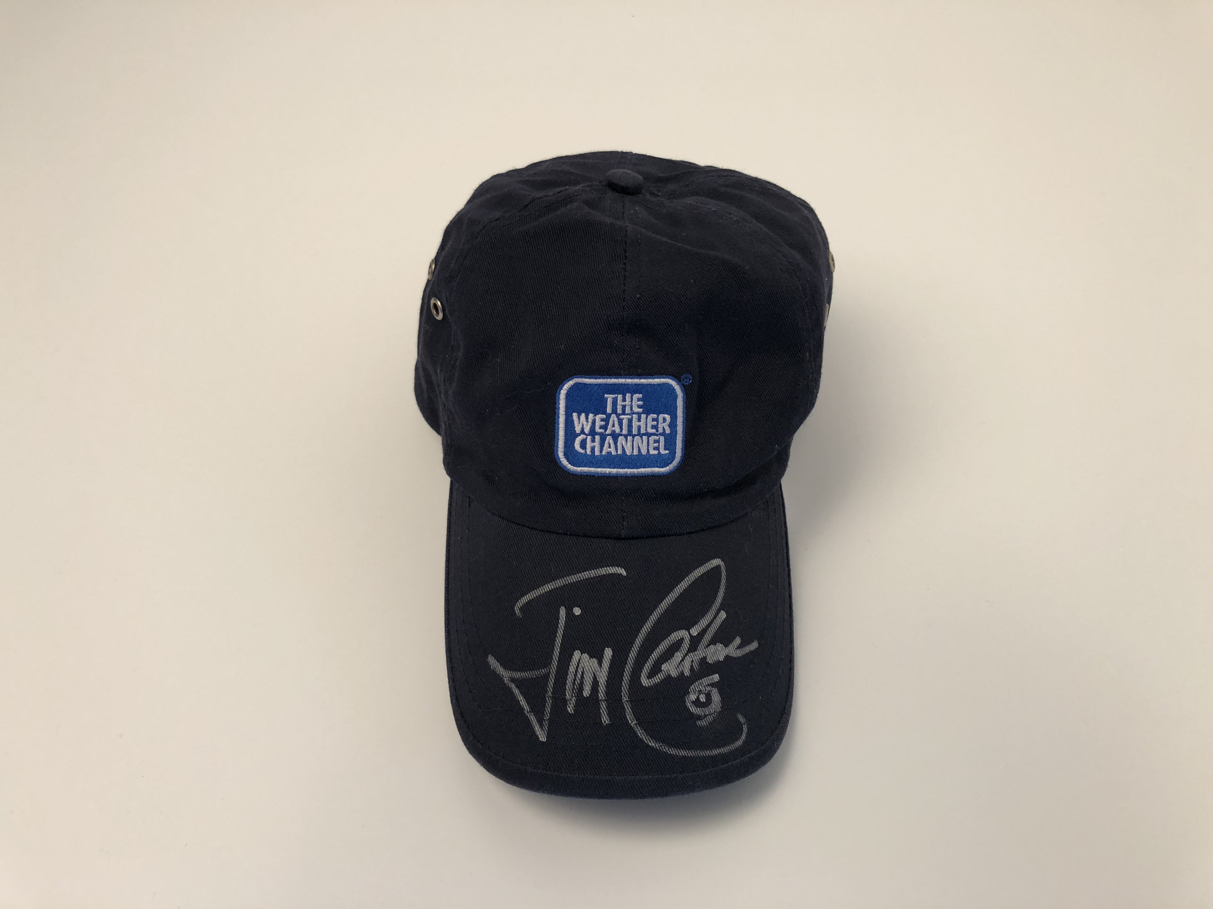 Signed Jim Cantore Navy Hat with Original TWC Logo