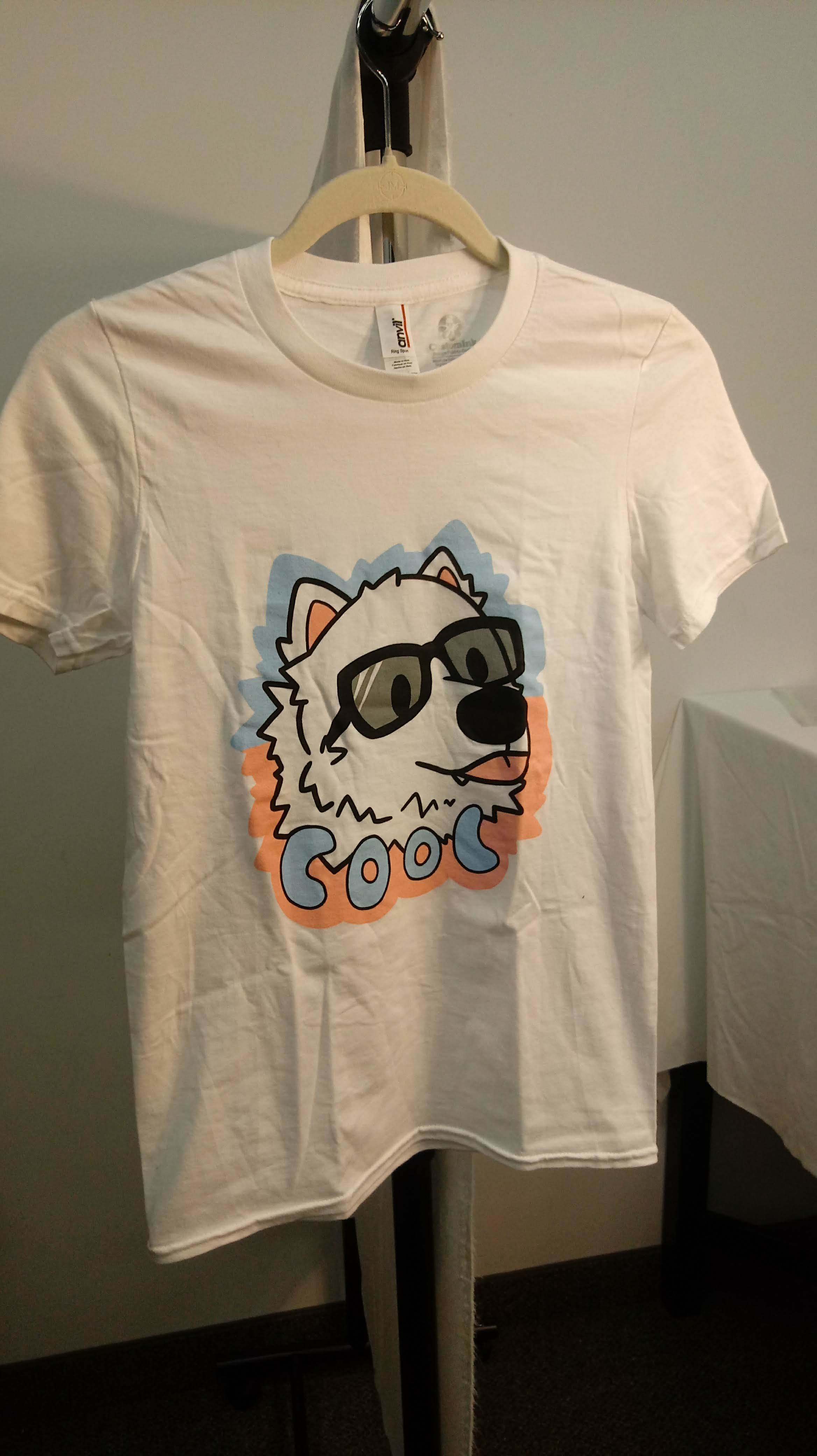 Clothing: White T-Shirt with White Doggo/Cool by Artist Kawaii Doggo