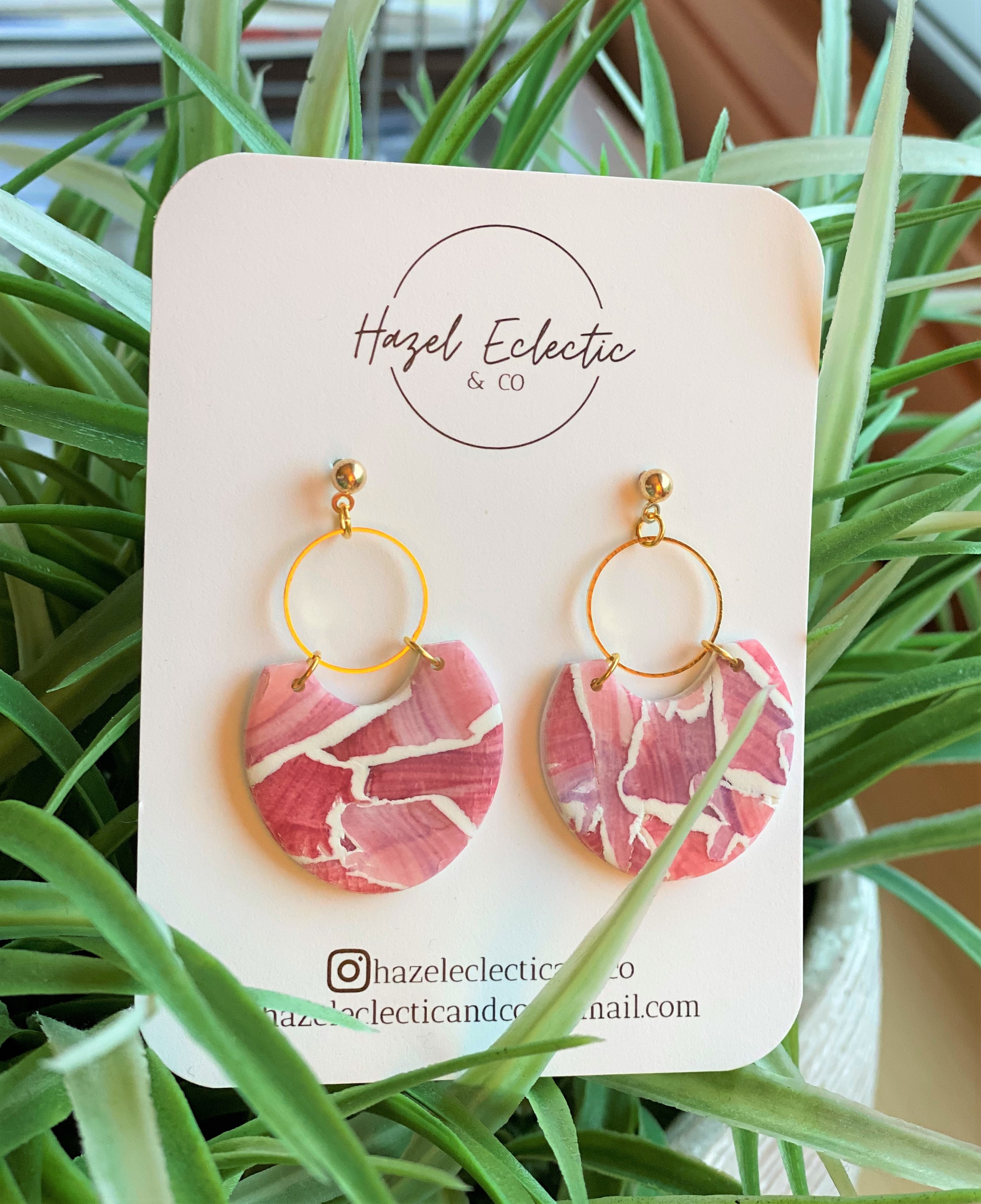Pink Half-Moon Earrings