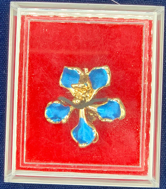 Pin: Blue and Gold Enamel Lily Pin/Brooch