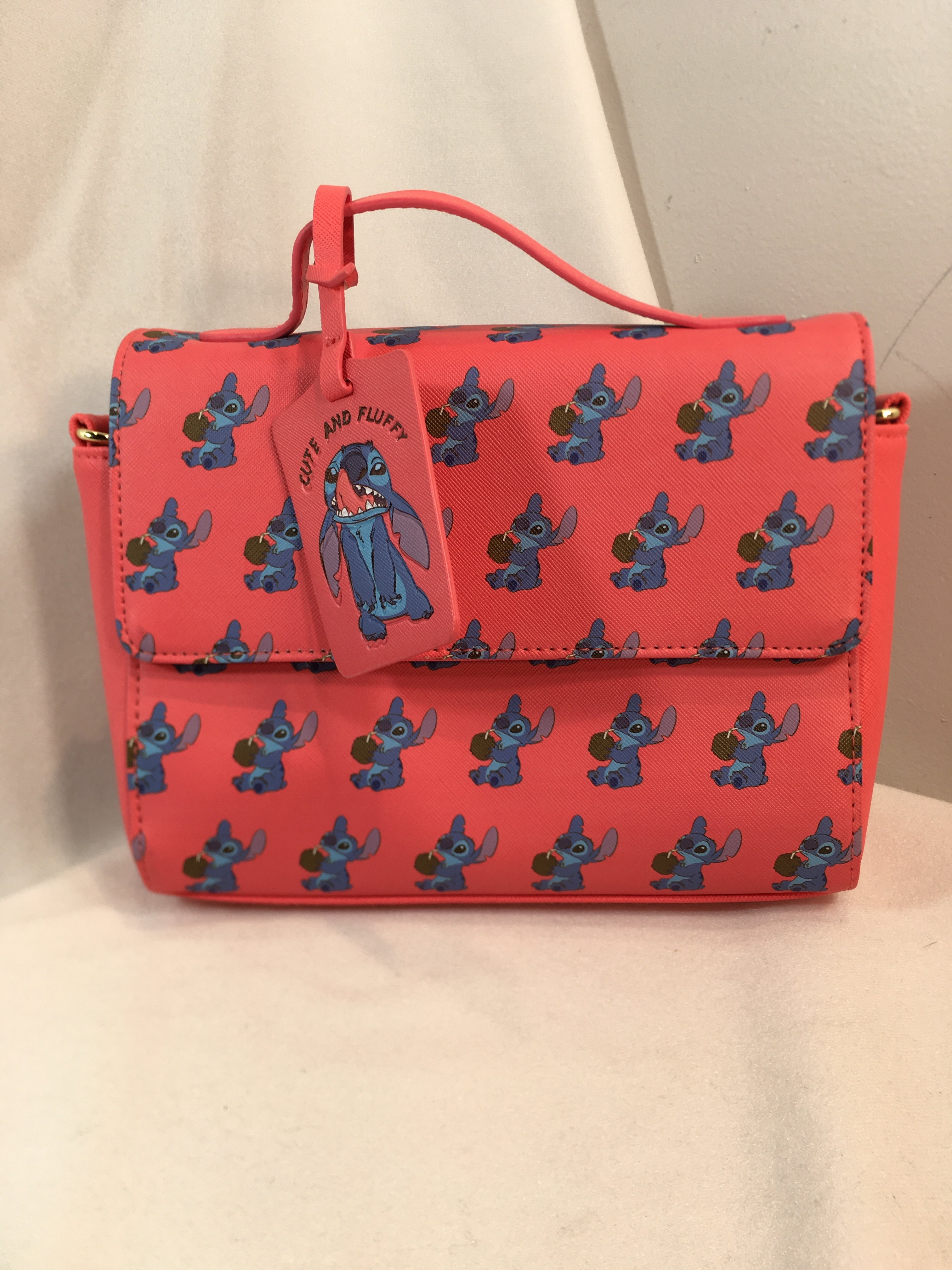 Purse: Pink Disney's Stitch and Coconut Loungefly Crossbody Purse