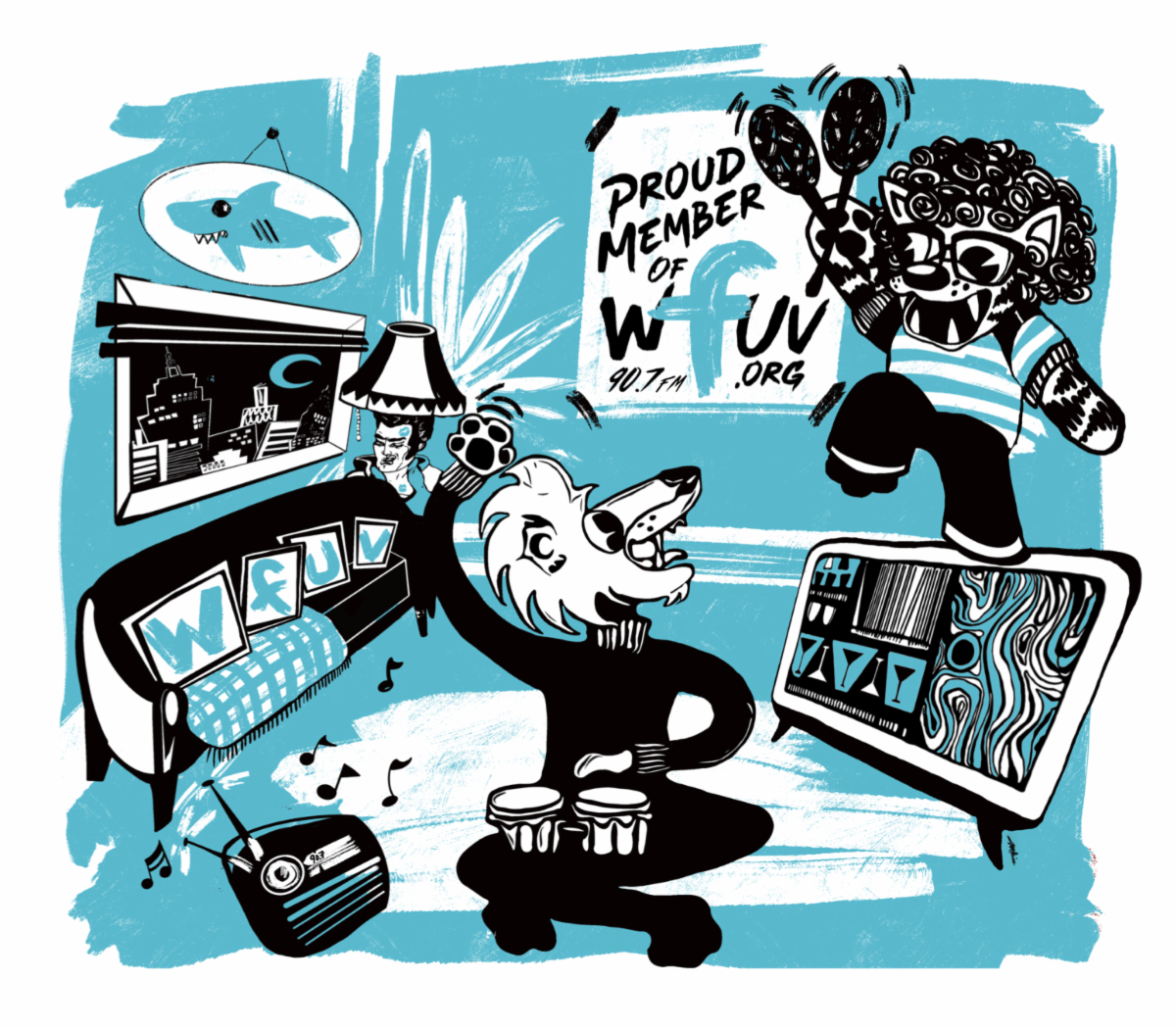 WFUV Signed Artwork & Membership Package, with Sweatshirt and Swag