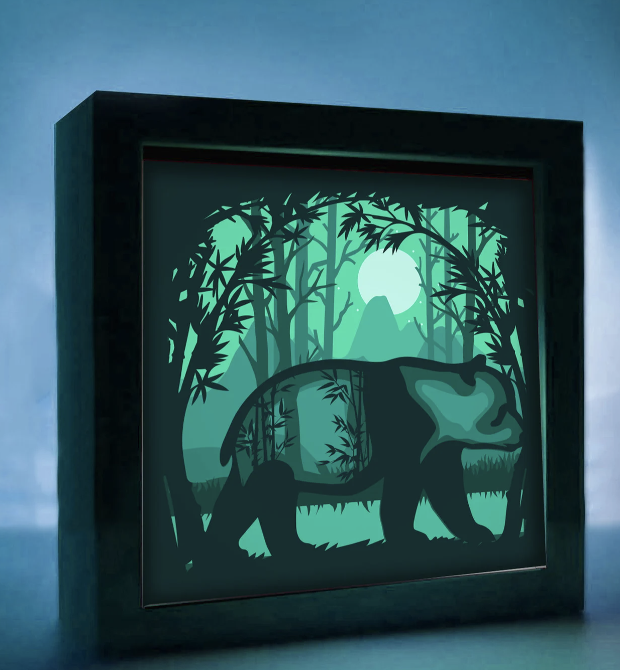 Panda Shadow Box SVG Template File for Digital Download