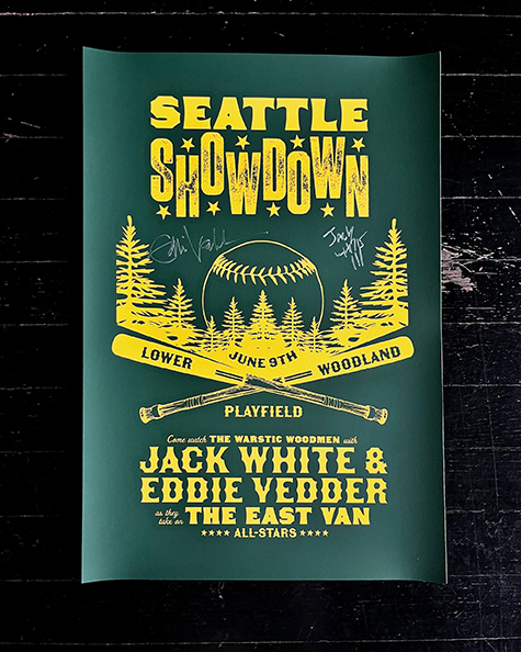 BOTH Eddie Vedder & Jack White Signed Seattle Showdown Poster 3