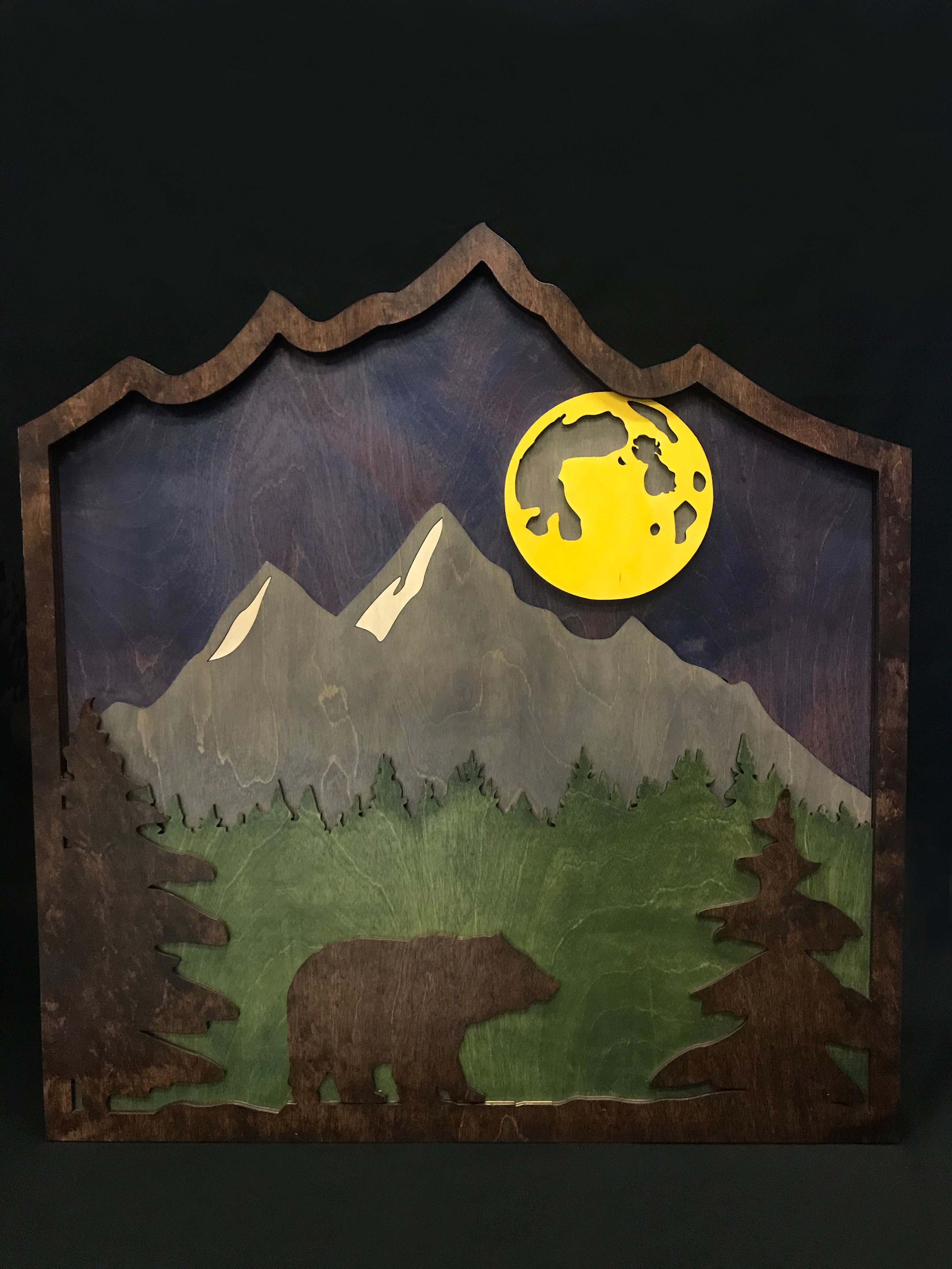 Layered Wood Night Scene made by Lightworks Kodiak
